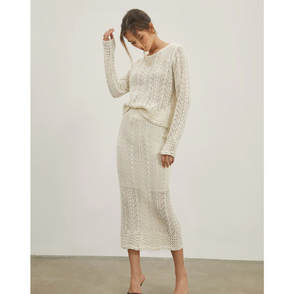 Commense | Skirts | Commense Eyelet Cable Knit Two Piece Skirt Set ...